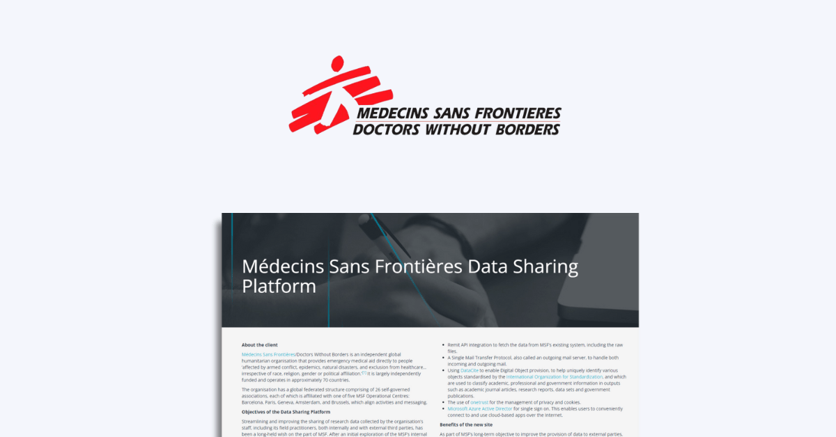 Case study: Médecins Sans Frontières Data Sharing Platform